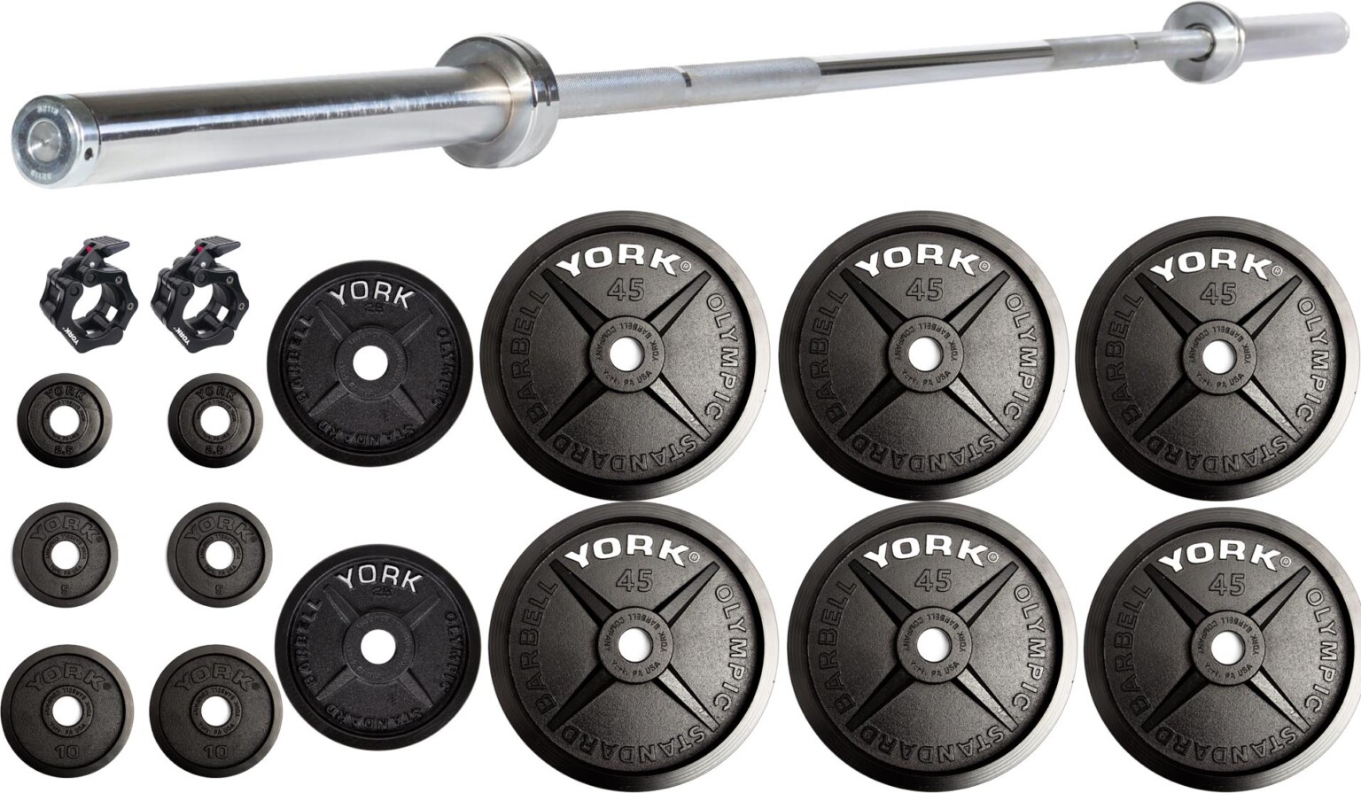 Pro Cast Iron Dumbbell / Barbell Spinlock Set - York Barbell